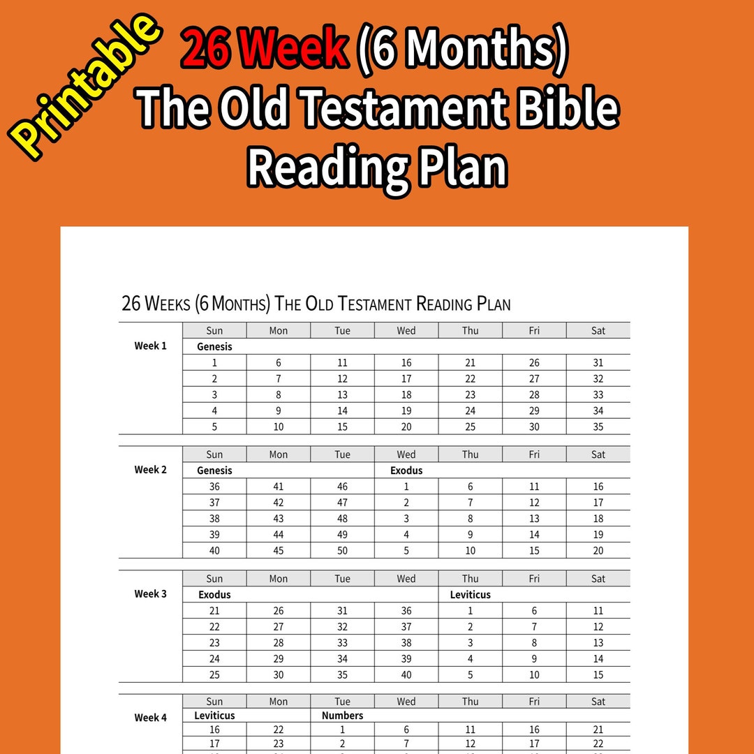 26 Week the Old Testament Bible Reading Plan Bible Reading - Etsy