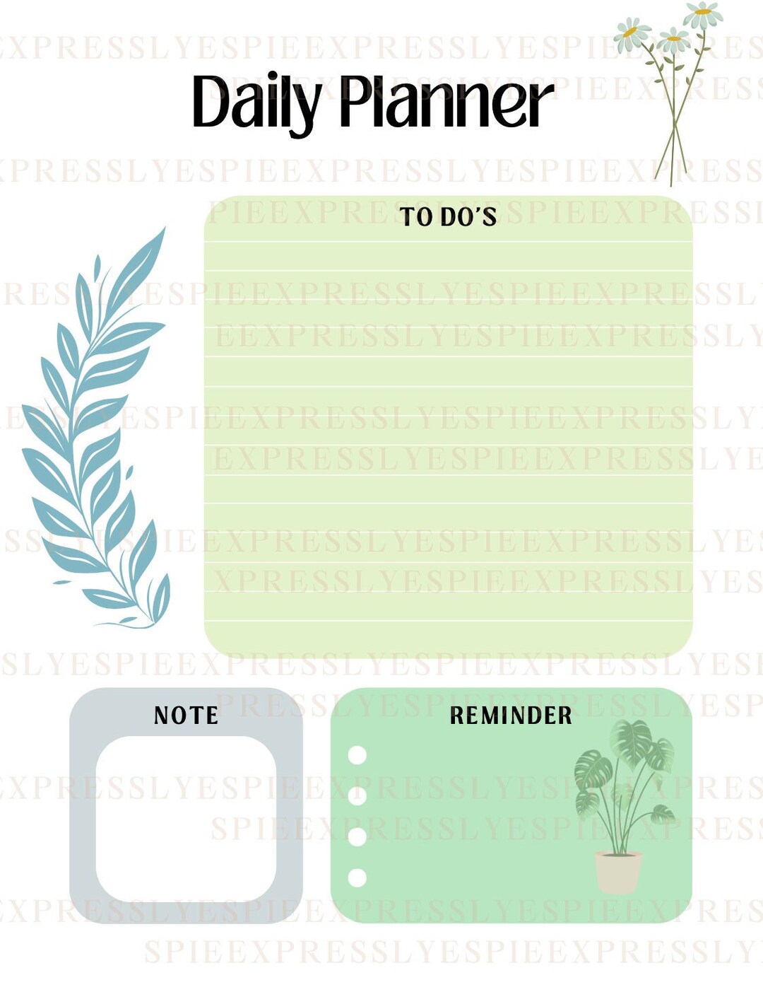 Green and Blue Daily Planner - Etsy