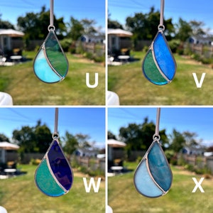 Stained Glass Raindrop Ornament Charm, Window Hanging, Wall Hanging ...