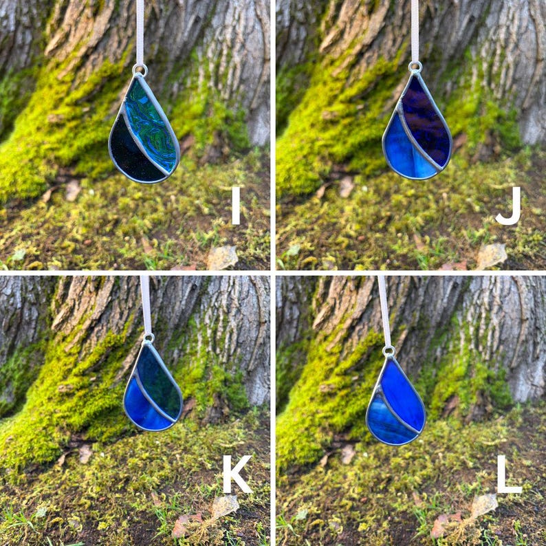 Stained Glass Raindrop Ornament Charm, Window Hanging, Wall Hanging ...