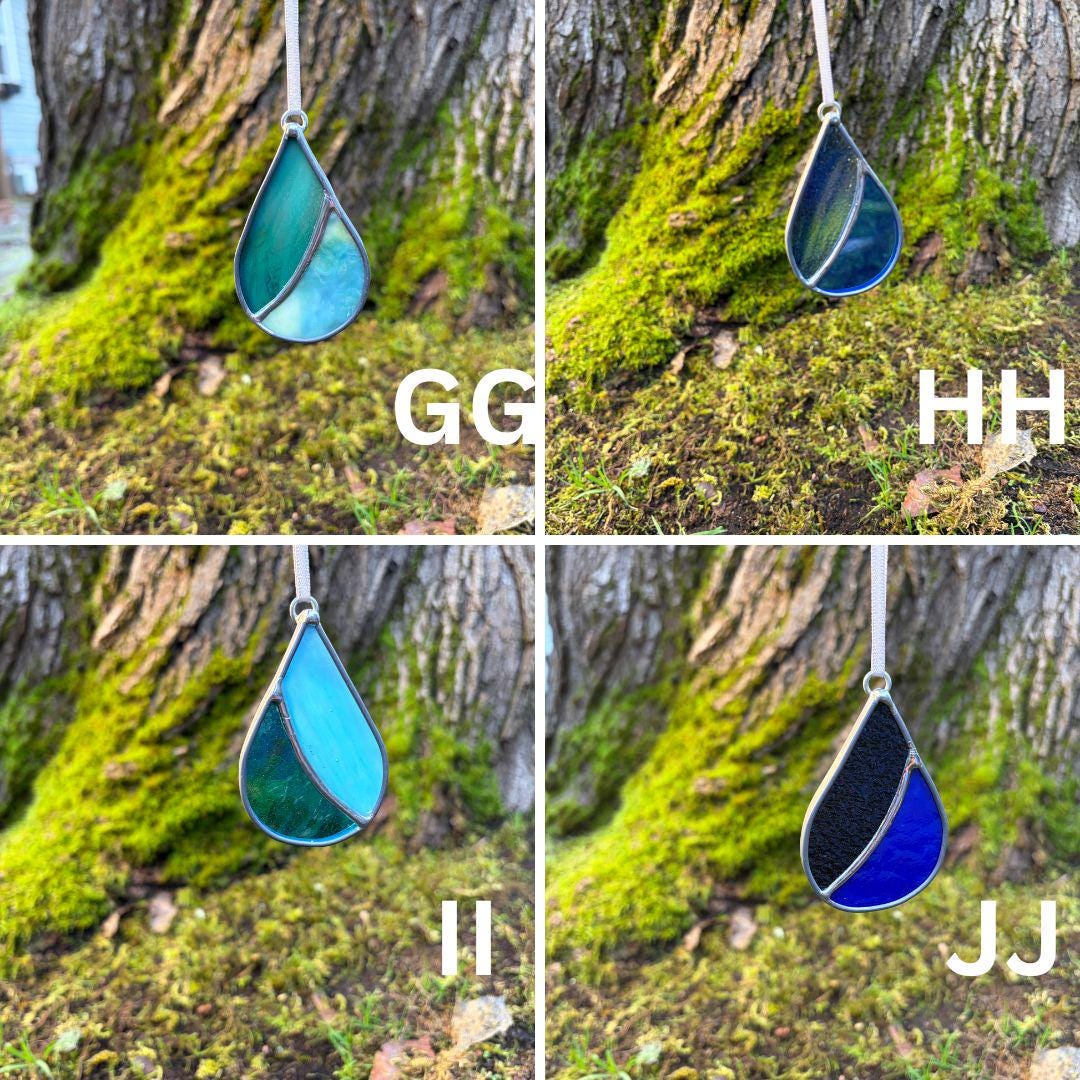 Stained Glass Raindrop Ornament Charm, Window Hanging, Wall Hanging ...