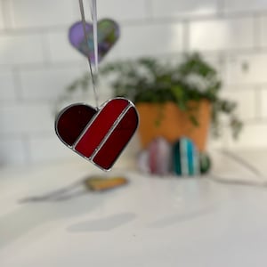 Stained Glass Heart Ornament Charm, Window Hanging, Wall Hanging Home ...