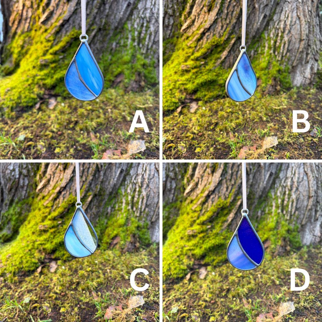 Stained Glass Raindrop Ornament Charm, Window Hanging, Wall Hanging ...