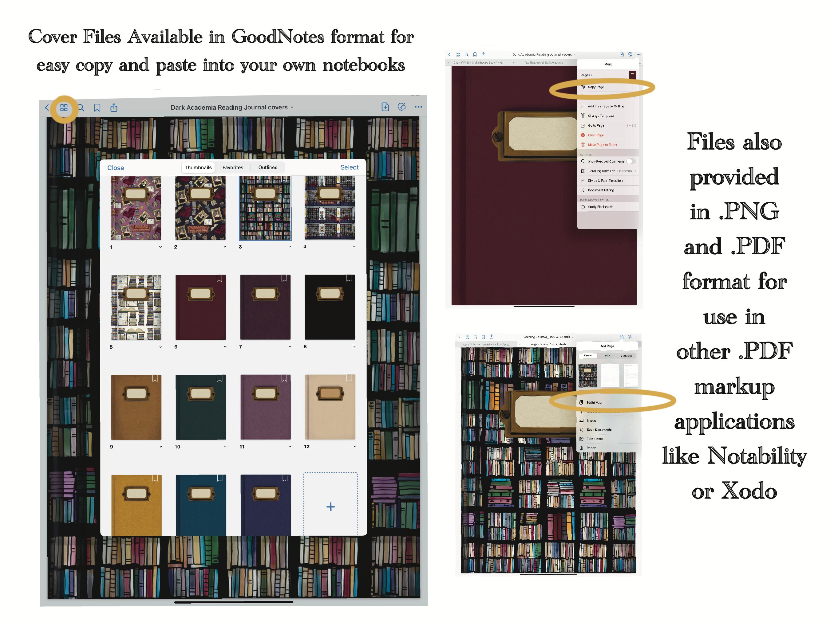 15 Dark Academia Digital Notebook Covers | Goodnotes Planner Covers ...
