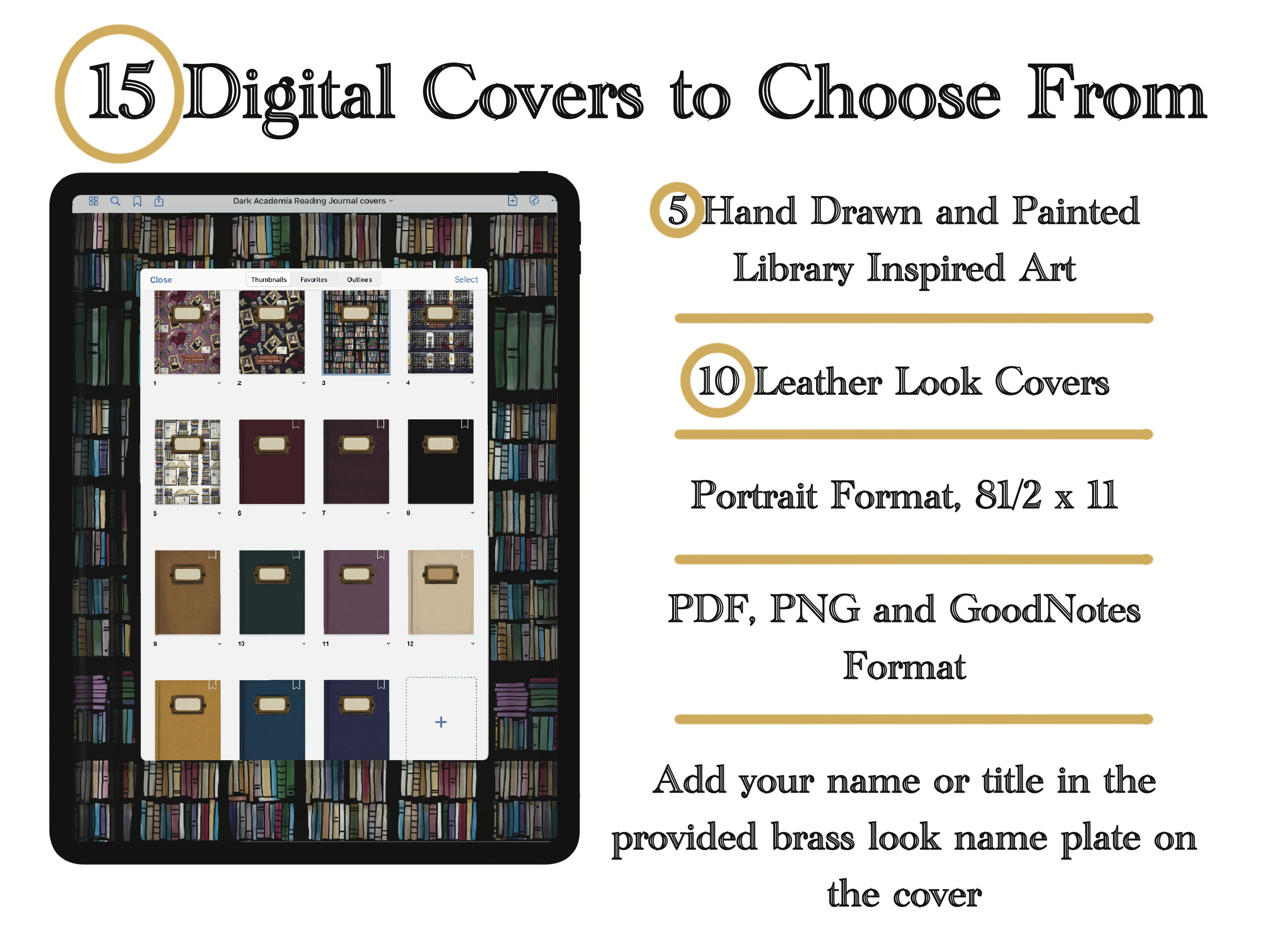 15 Dark Academia Digital Notebook Covers Goodnotes Planner - Etsy