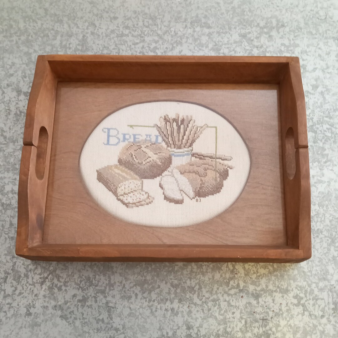 Vintage Handmade Bread Tray With Needlework 1983 - Etsy
