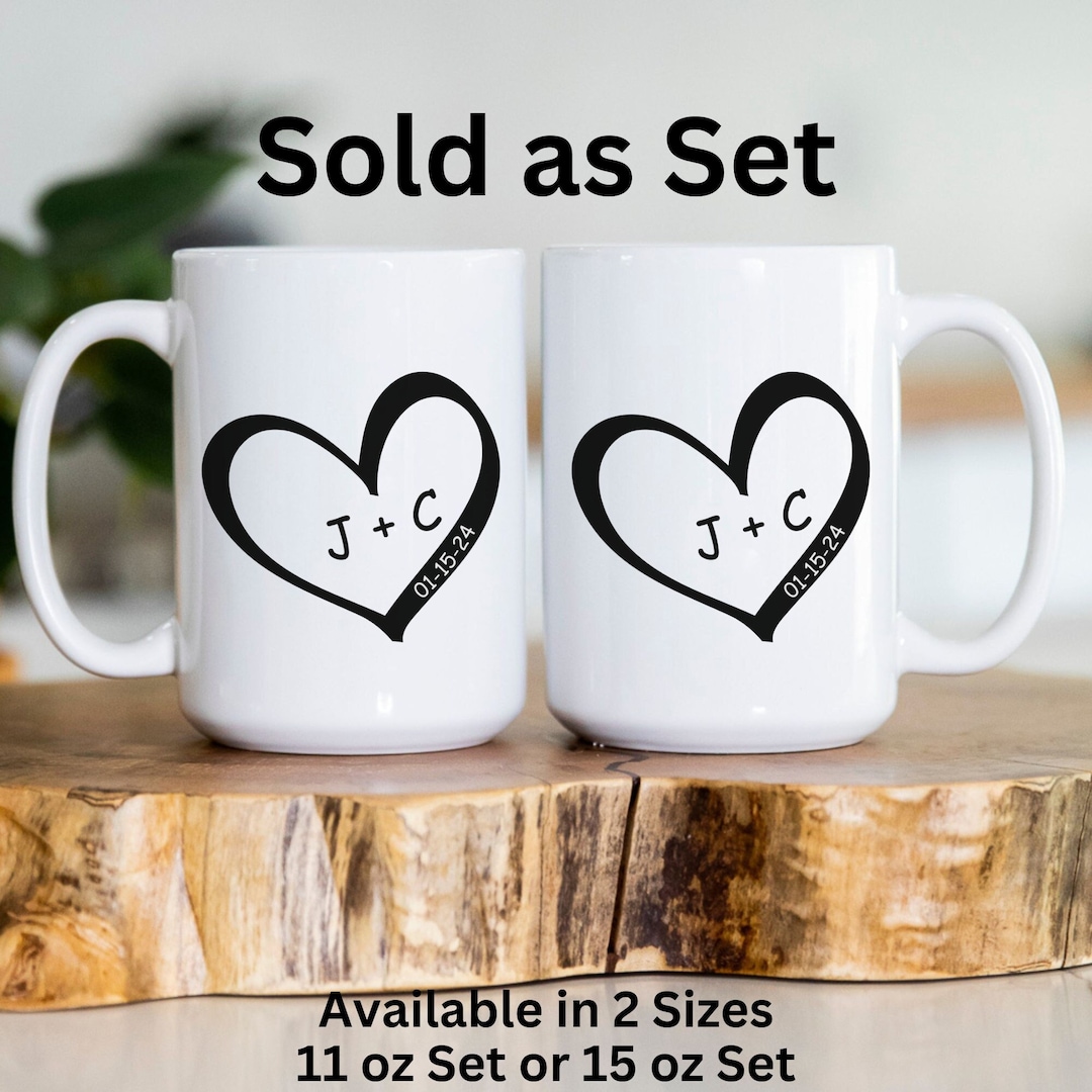 Personalized Romantic Mugs Custom Matching Mugs Engagement Coffee Mug ...