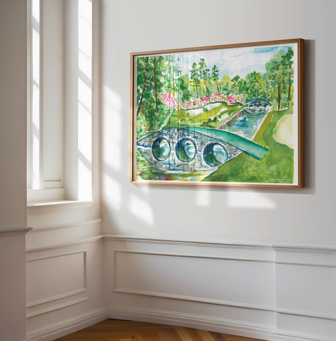 LARGE Amen Corner Watercolor Painting, Augusta National Golf Course ...