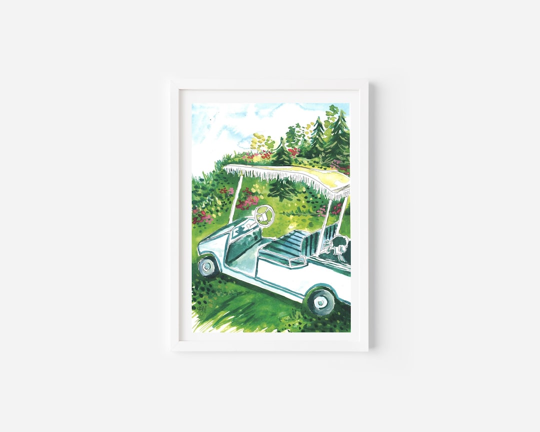 VINTAGE GOLF CART Watercolor Print, Golf Art, Golf Decor, Frame Not ...