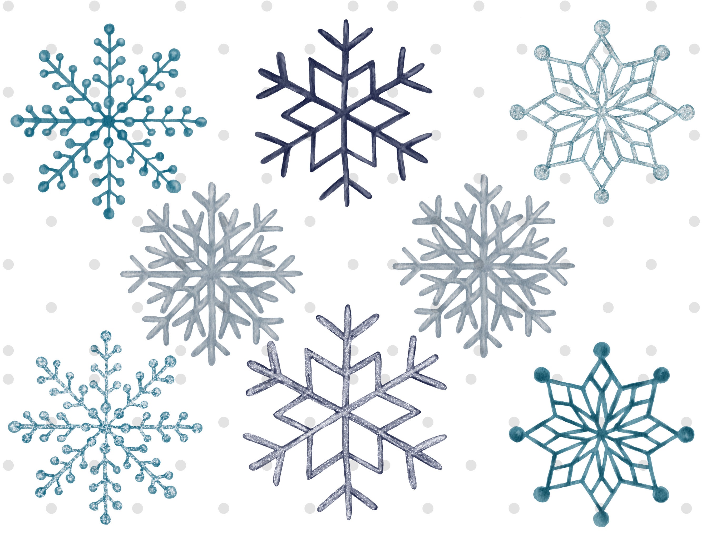 Christmas Clipart Watercolor Snowflake, Glitter Snowflake Clip Art ...