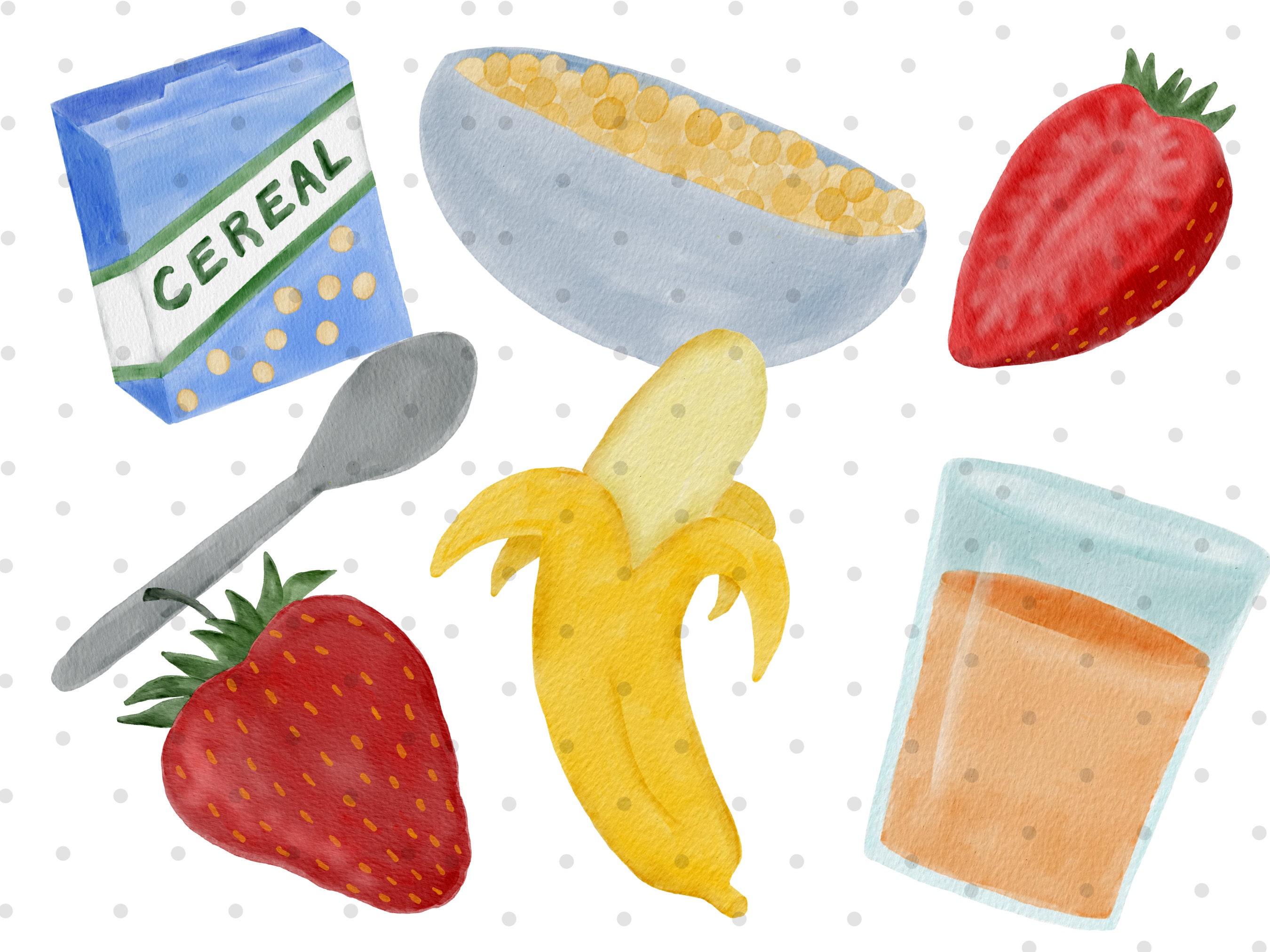Breakfast Food Watercolor Clipart, Commercial Use, Personal Use, PNG ...