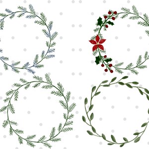 Christmas Clipart Winter Foliage Wreath, Christmas Greenery Clipart ...