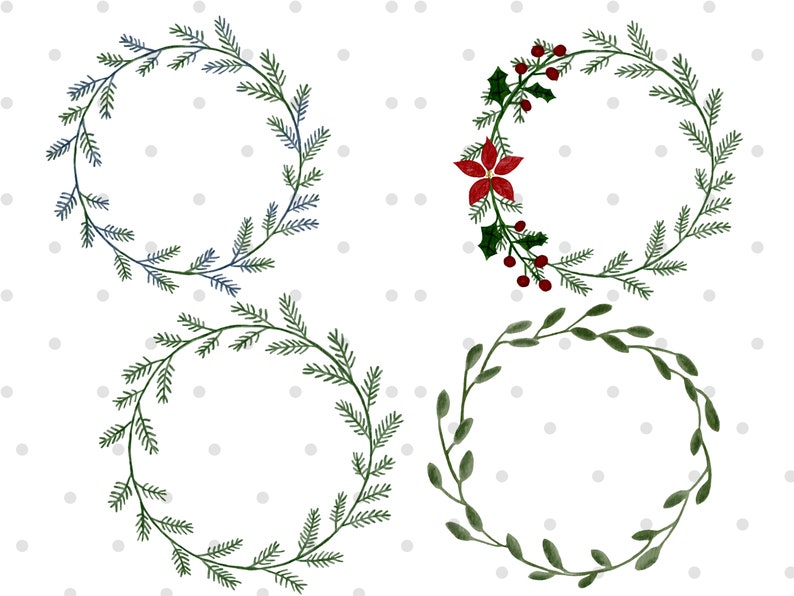 Christmas Clipart Winter Foliage Wreath, Christmas Greenery Clipart ...