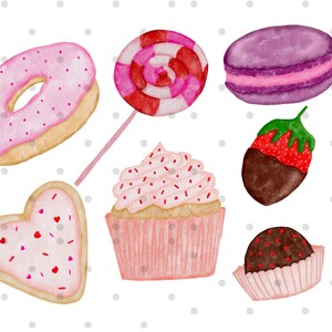 Valentines Sweets Clipart, Watercolor Clipart, Commercial Use, PNG ...