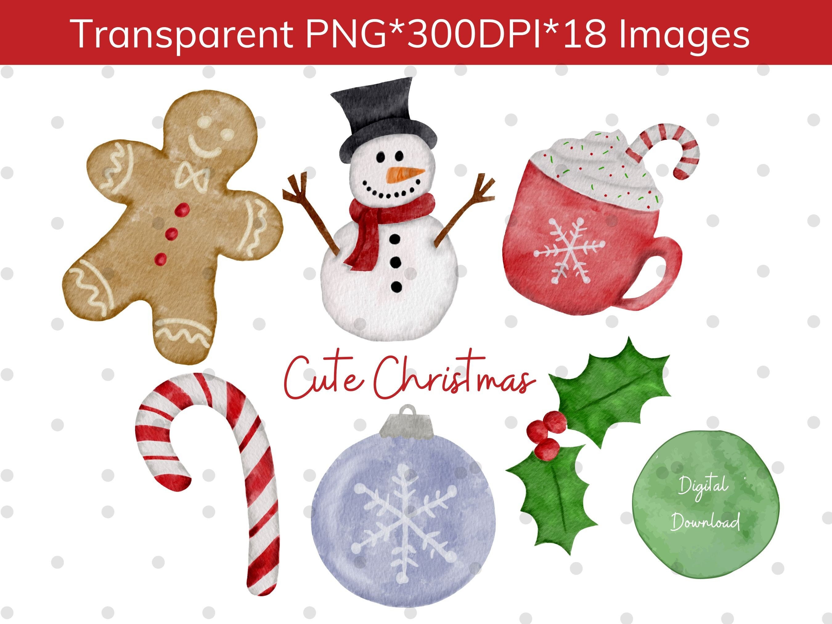 Christmas Clipart, Watercolor Clipart, Commercial Use Clipart, PNG ...