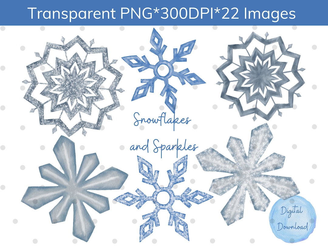 Christmas Clipart Watercolor Snowflake, Glitter Snowflake Clip Art ...