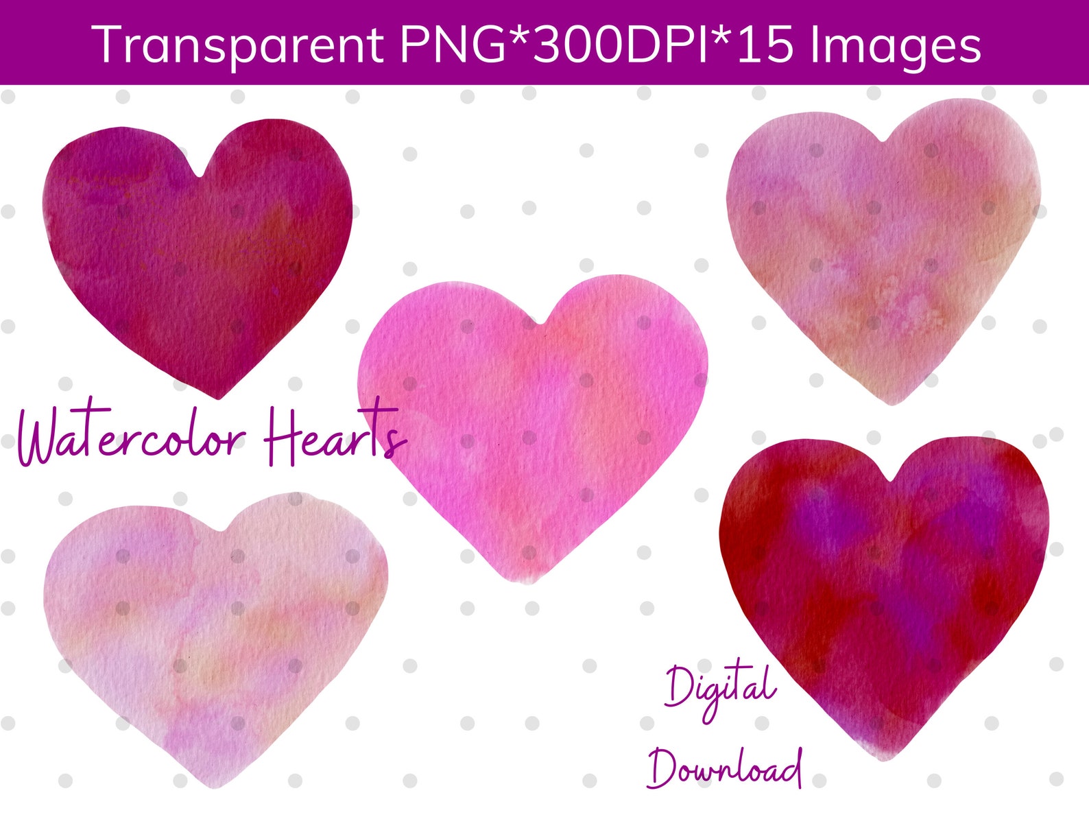 Valentines Heart Watercolor Clipart, Kids Valentines Cards DIY ...