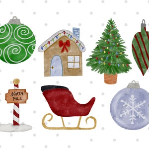 Christmas Clipart, Watercolor Clipart, Commercial Use Clipart, PNG ...