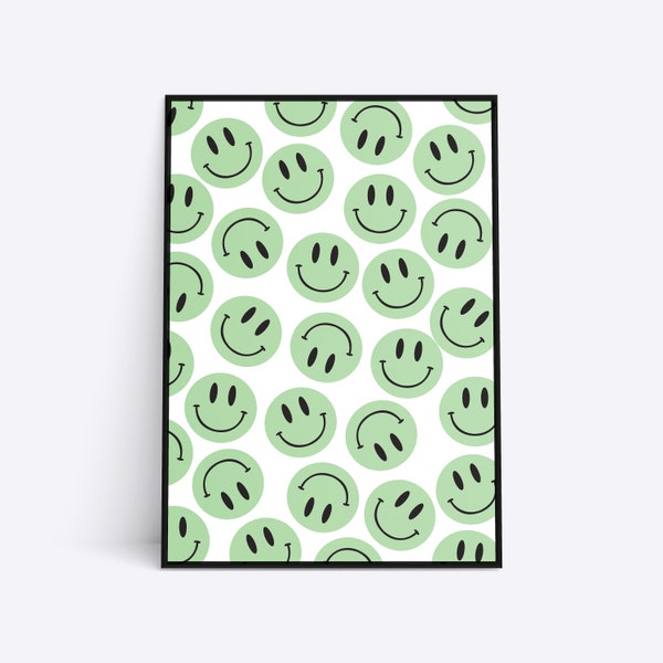 Green Smiley Face - Etsy