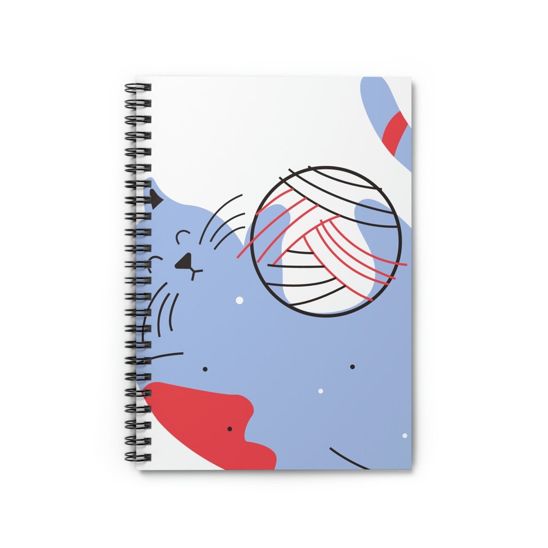 Spiral Notebook Ruled Line. Cat Chasing a Cotton Ball. Journals ...