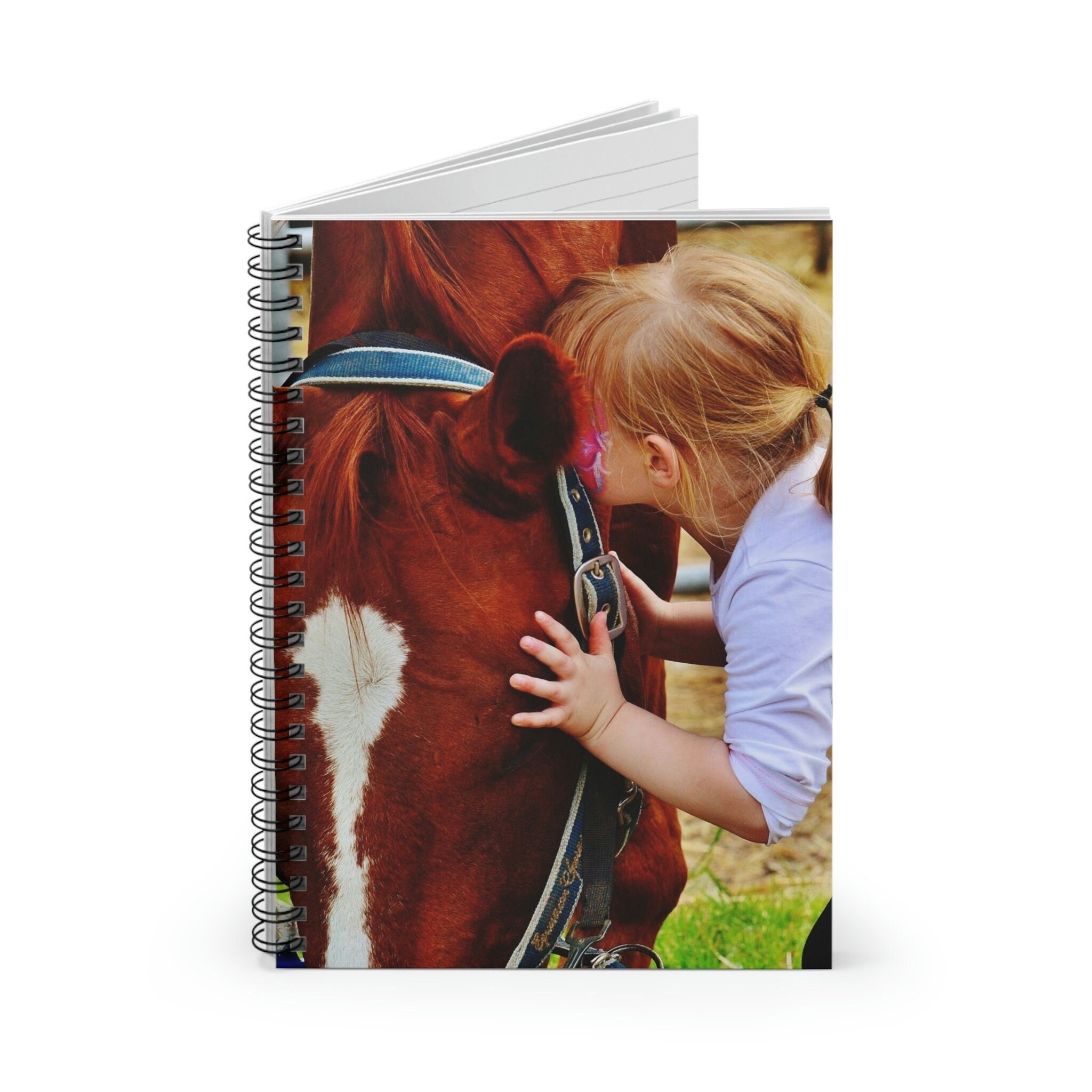 Spiral Notebook Ruled Line. Girl Kissing Horse. Student Journal. Blank ...