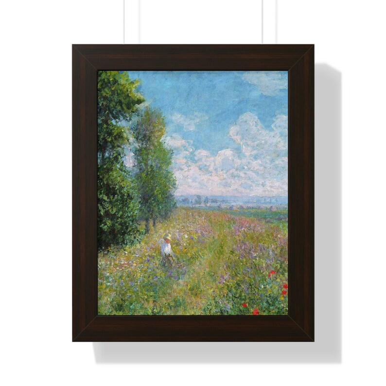 Framed Vertical Poster. Meadow With Poplars Fine Art by Claude Monet ...