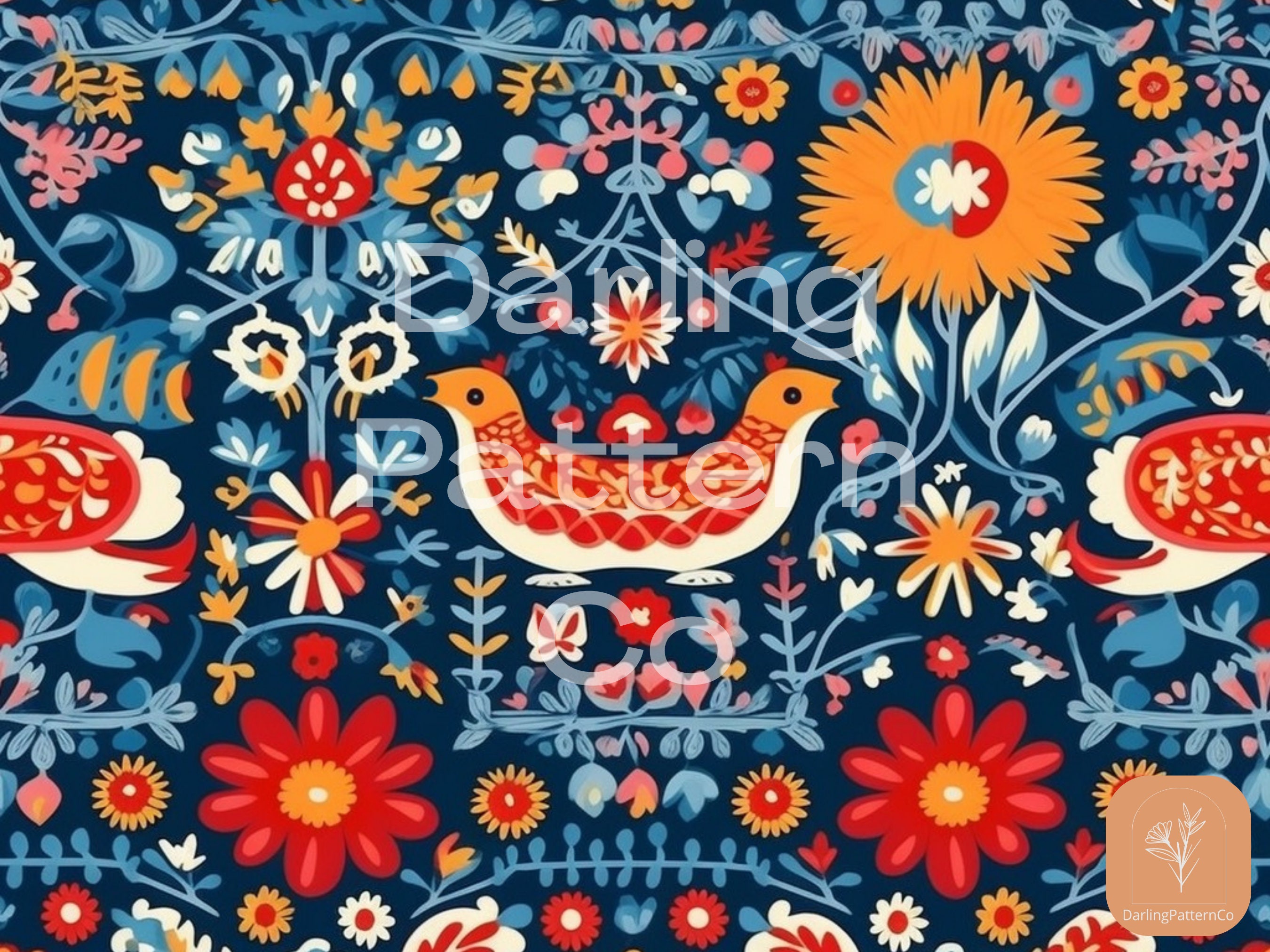 5 Scandinavian Folk Art Style Patterns, Folk Art Pattern, Scandi ...