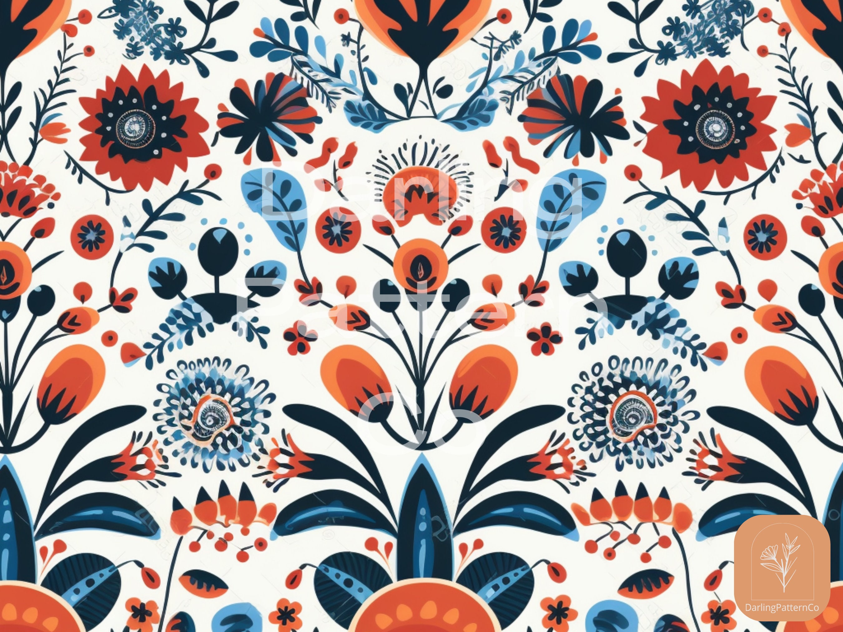 5 Scandinavian Folk Art Style Patterns Folk Art Pattern - Etsy