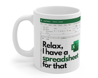 Excel Spreadsheet Mug: Funny Gift for Work Colleagues - Etsy