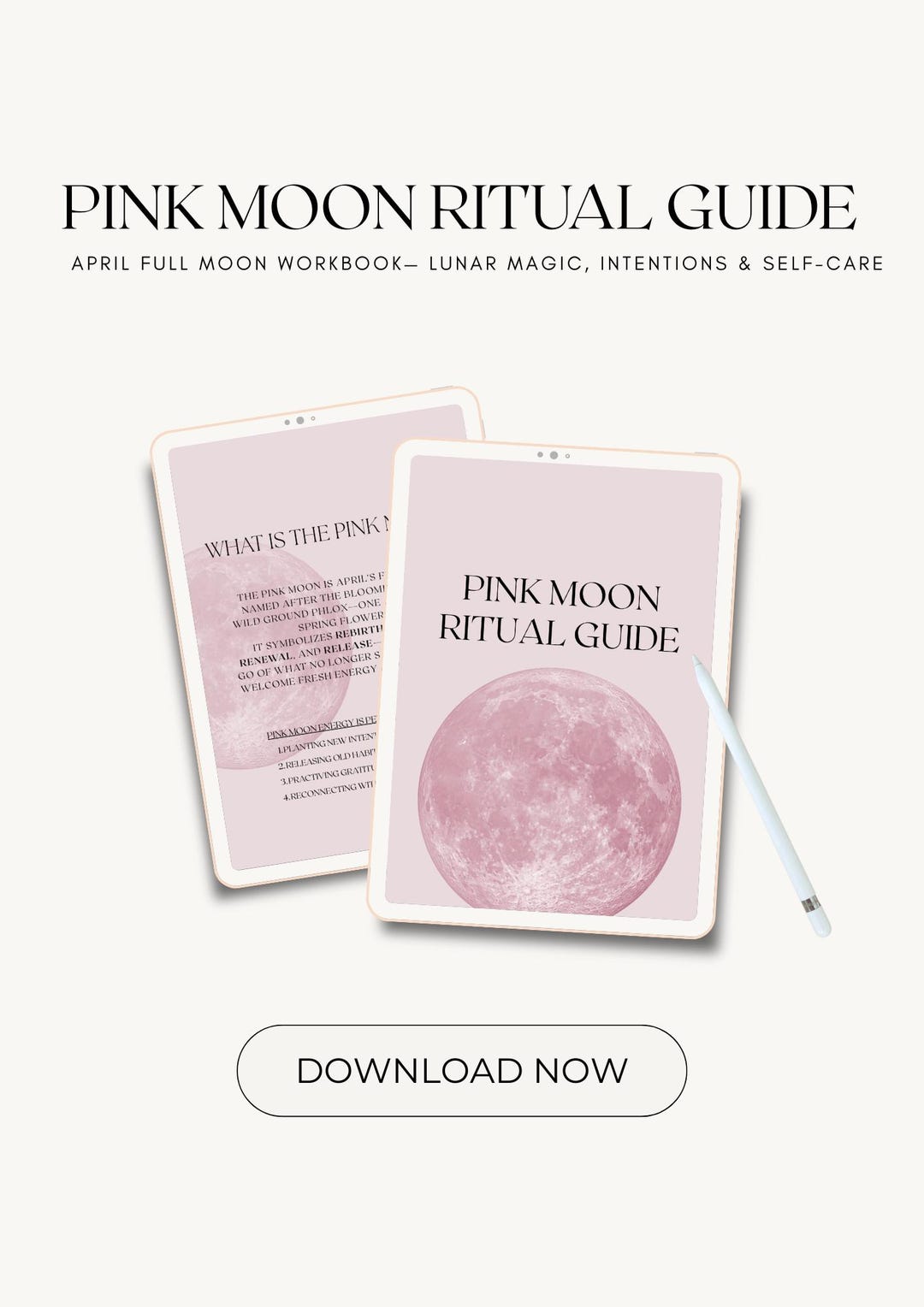 Pink Moon Ritual Guide | April Full Moon Workbook | Lunar Magic ...
