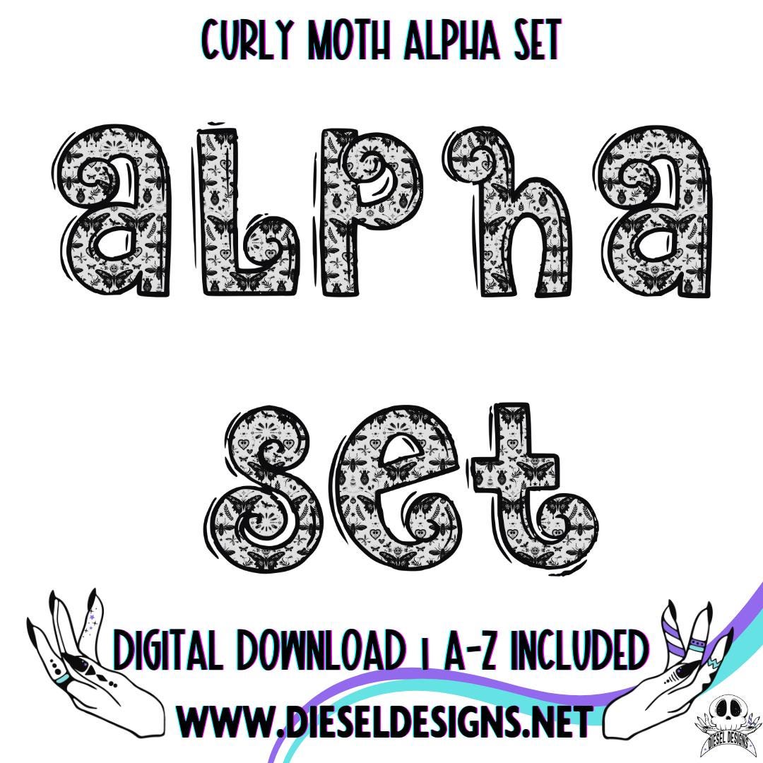 Curly Moth Alpha Set | 300 DPI | Transparent PNG | Alpha Set | A-Z ...