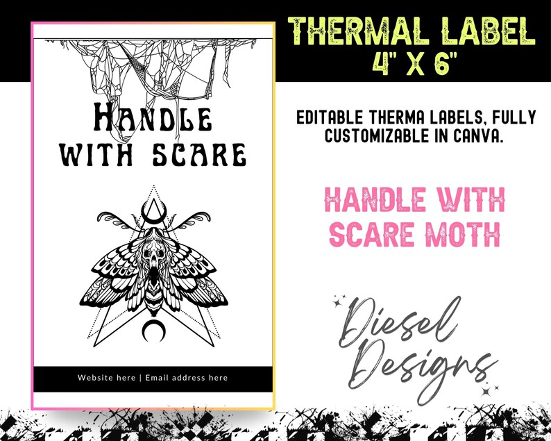 Handle With Scare Moth Thermal Design (4x6) | Thermal Label | Edit in ...