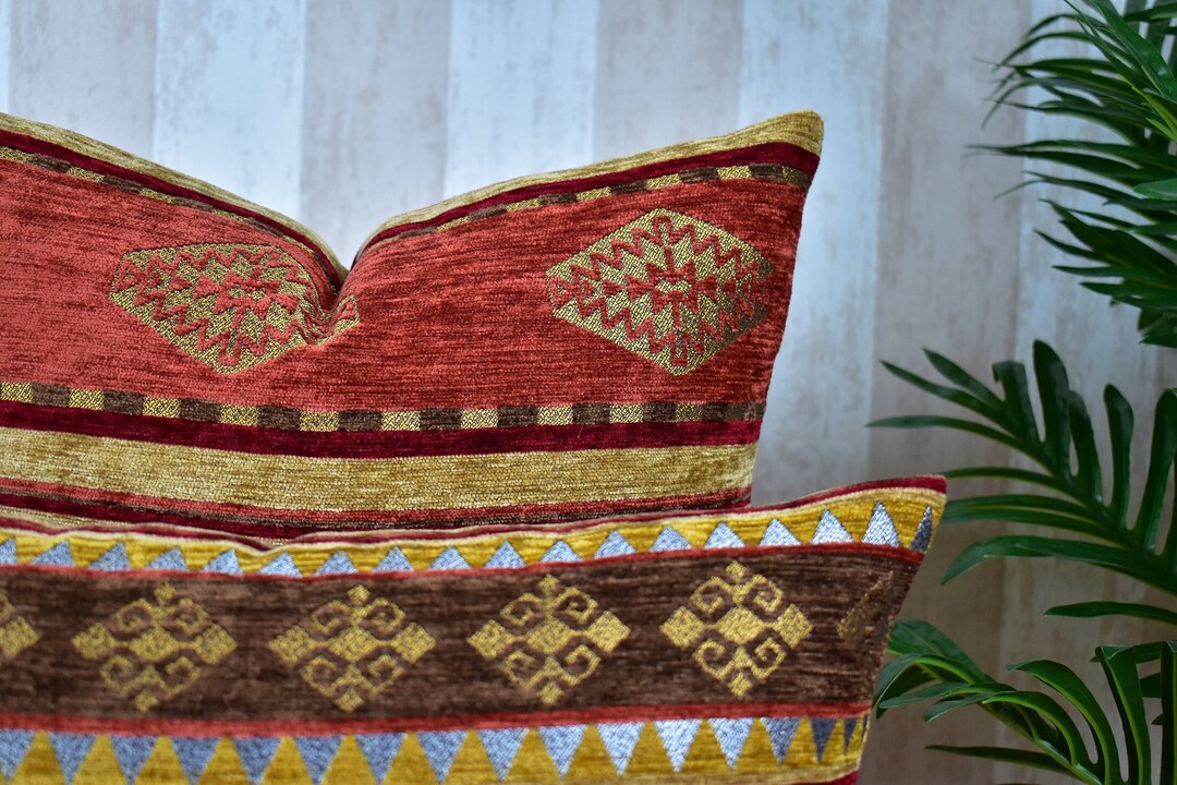 Burnt Orange Kilim Throw Pillow Cover Geometric Turkish - Etsy