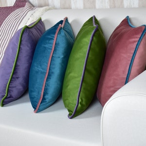 Velvet Pillow Cover With Piping: Custom Color Cushion Case - Etsy