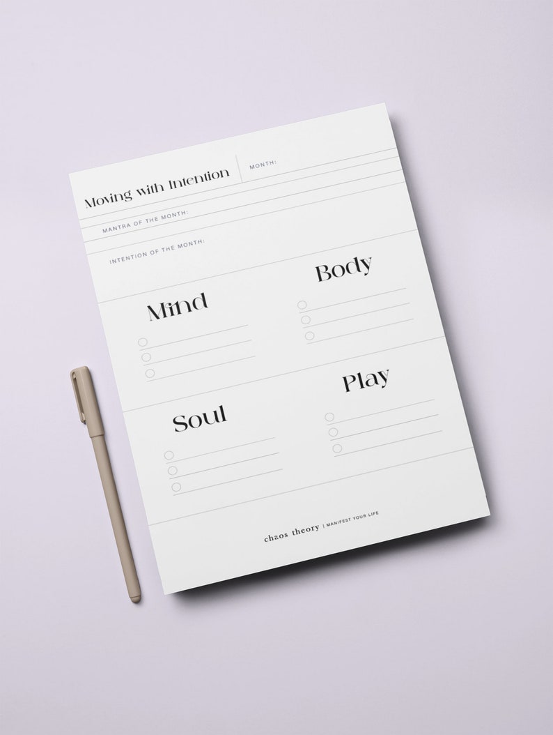 Monthly Intention Worksheet - Reconnect With Your Intentions, Anything ...