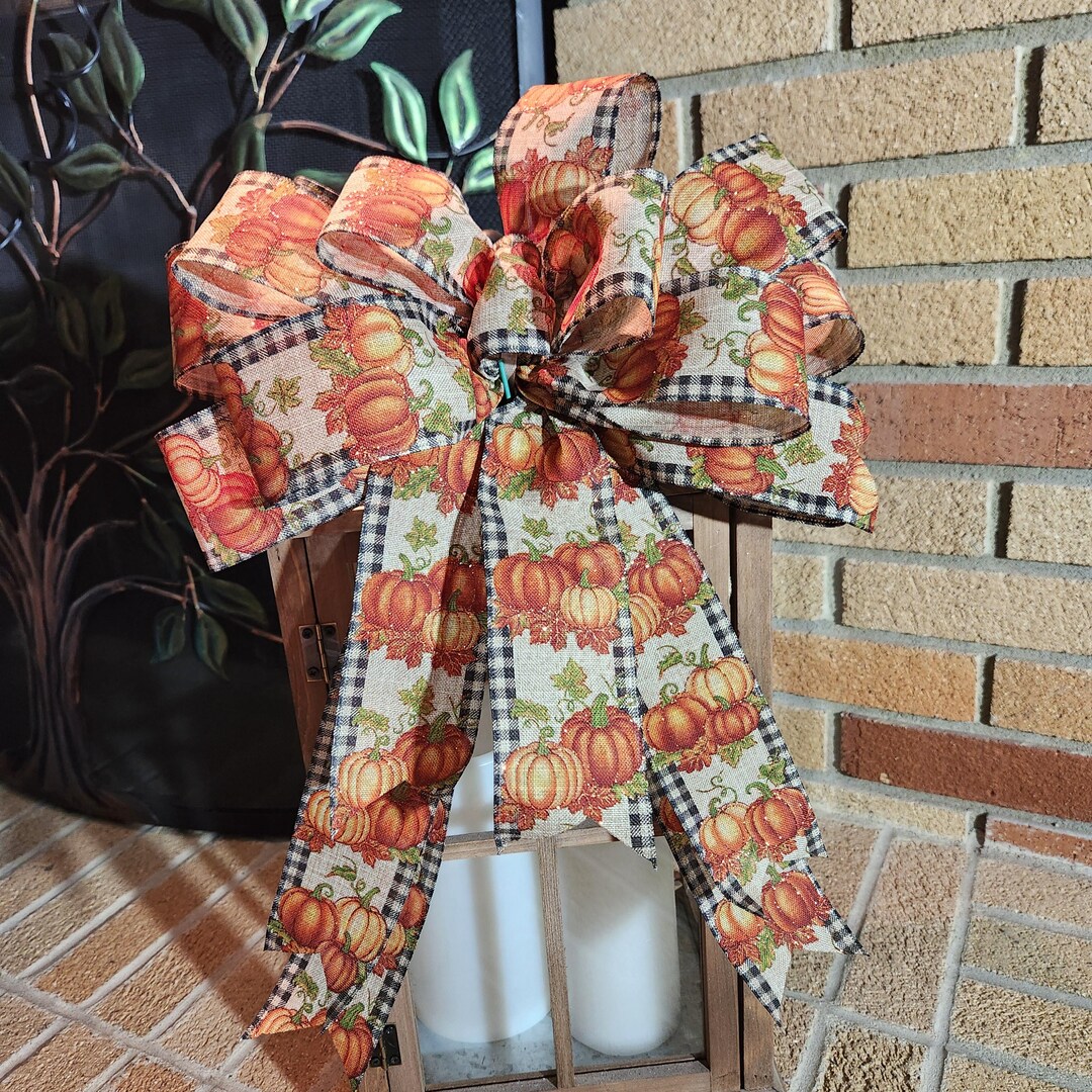 Harvest Pumpkin 12-inch Bow 15-inch Tails - Etsy