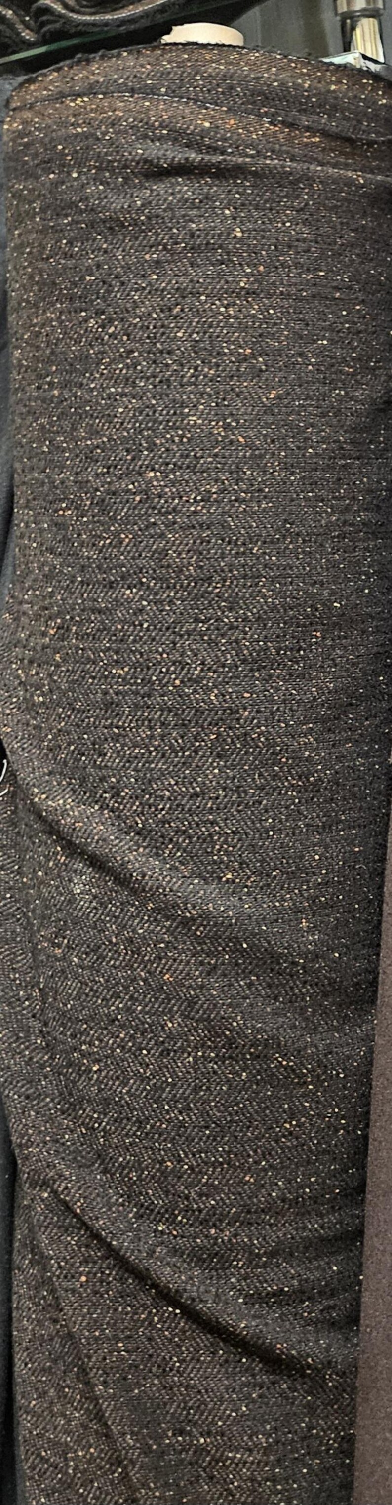 Italian Boucle Wool Fabric: Brown Herringbone Chanalle, 150cm Wide - Etsy
