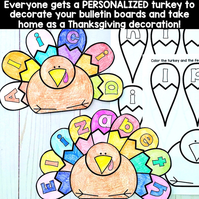 Thanksgiving Turkey Name Craft for Kids Instant Download Editable PDF ...