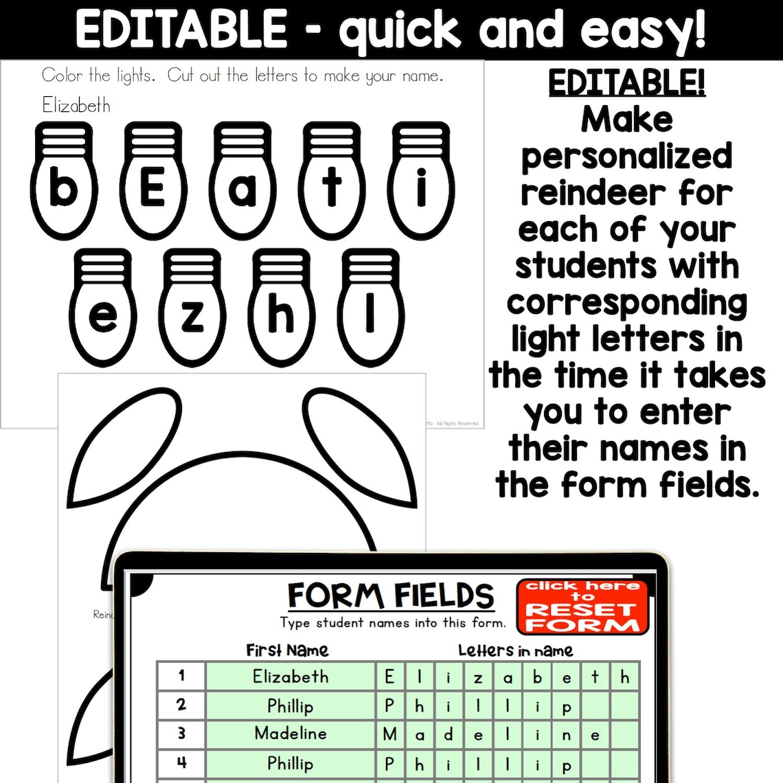 Reindeer Craft Paper Template for Kids | Kids Christmas Crafts ...