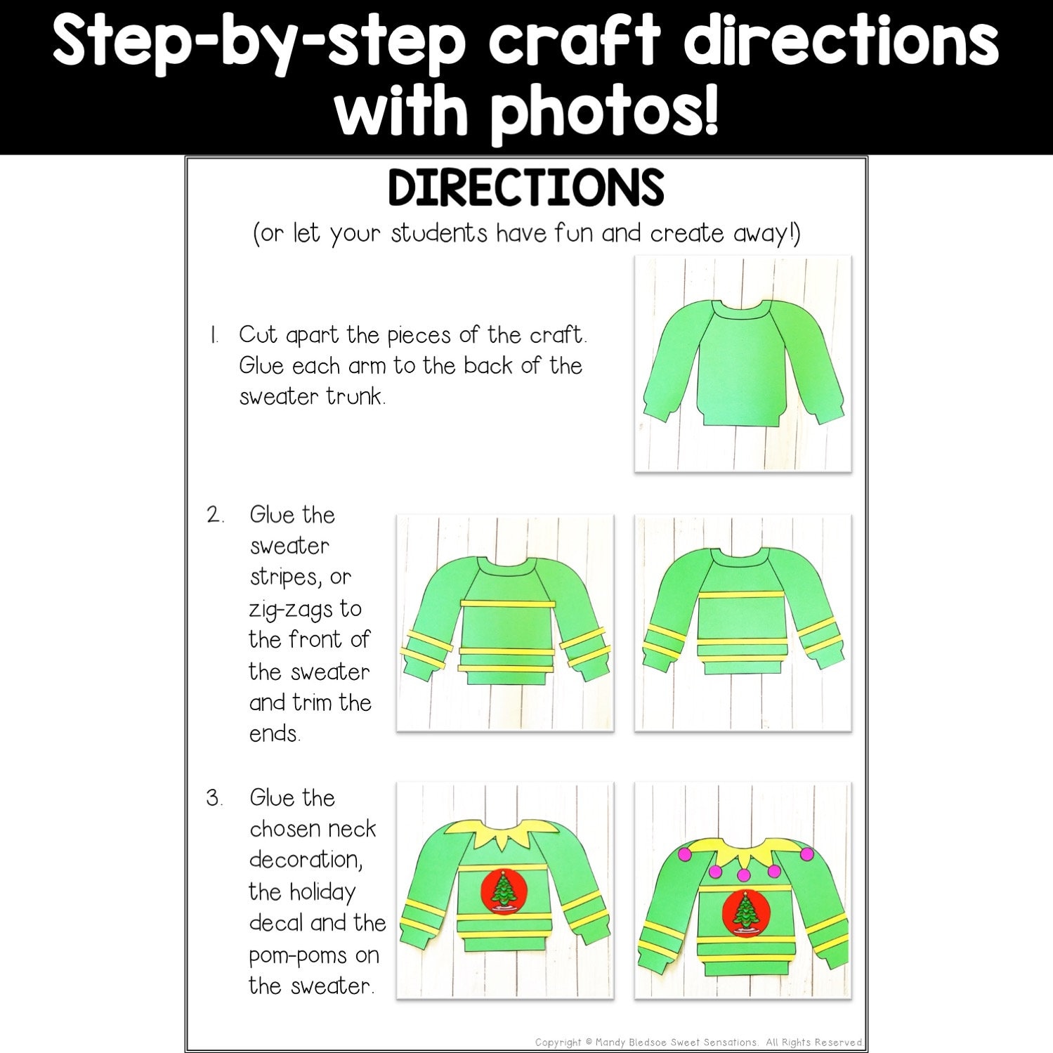 Ugly Christmas Sweater Craft Template Instant Download | Ugly Xmas ...