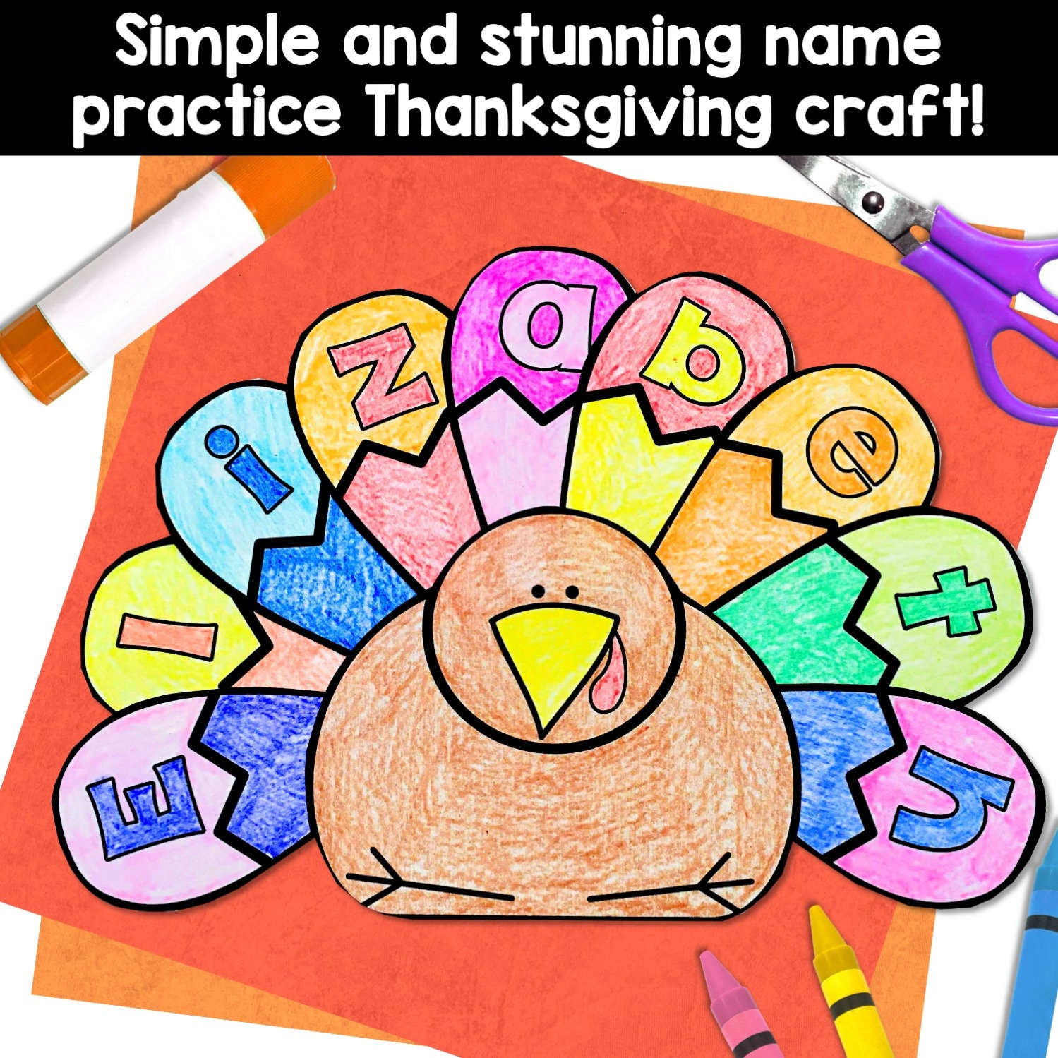 Thanksgiving Turkey Name Craft for Kids Instant Download Editable PDF ...