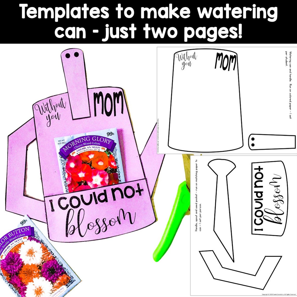 Mother’s Day Craft Mothers Day Card Flower Activities Watering Can Seed ...