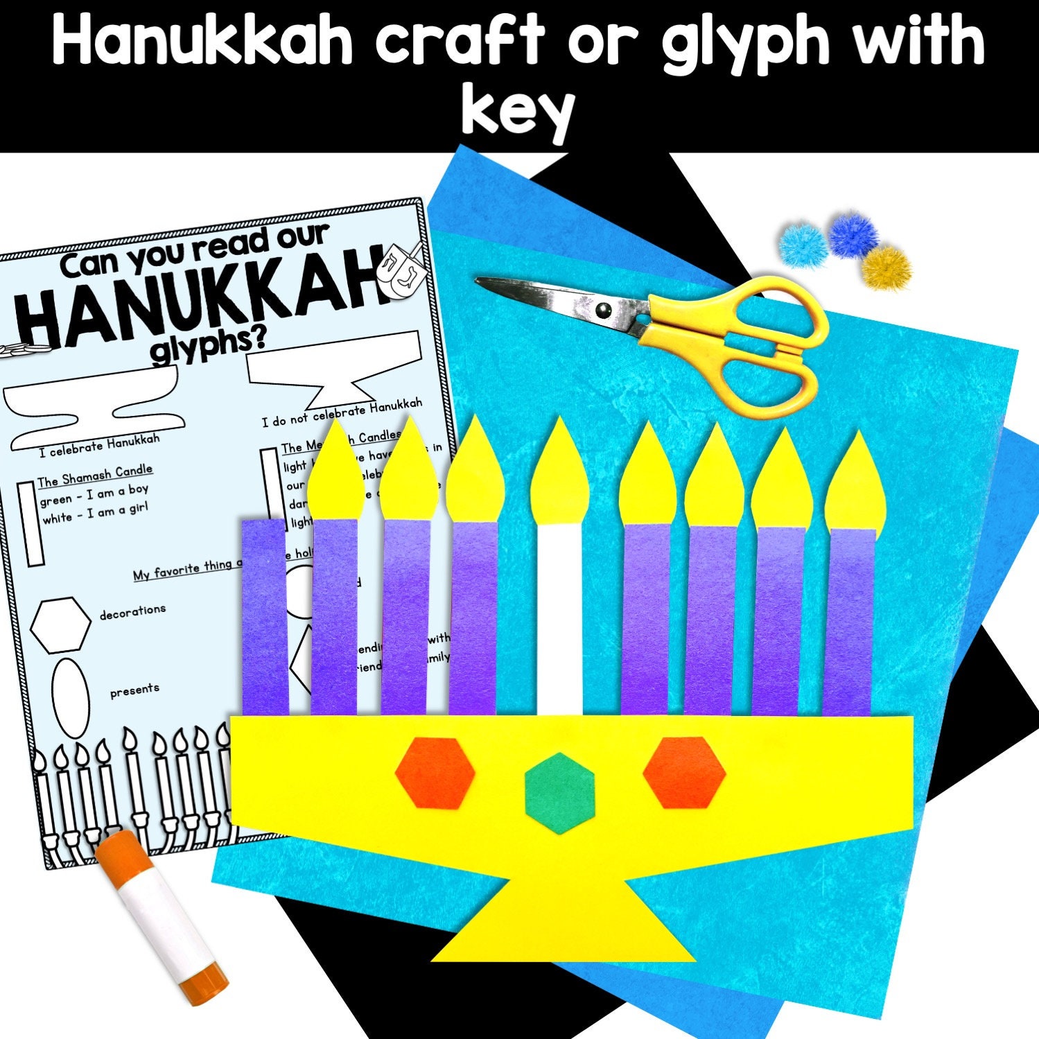 Hanukkah Menorah Craft Printable Template - Etsy