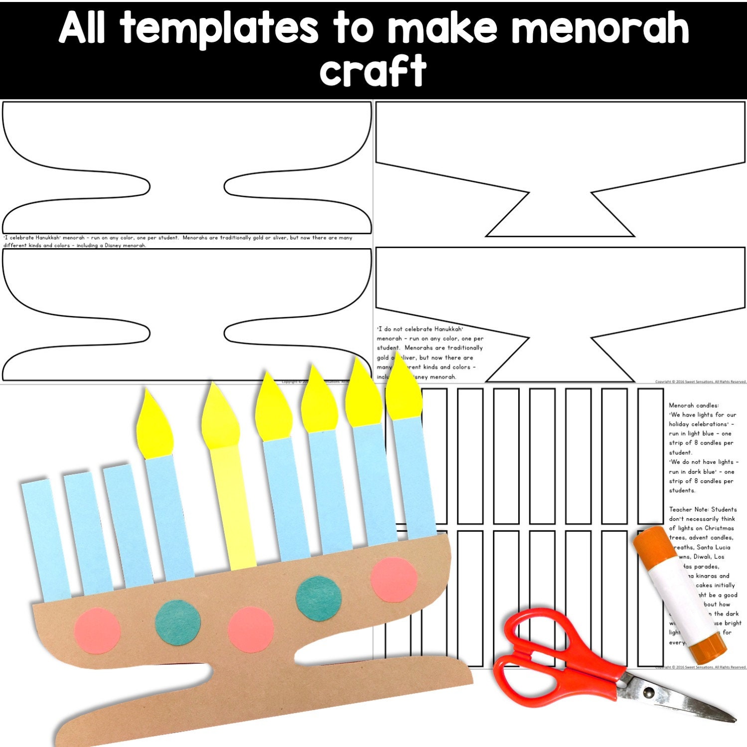 Hanukkah Menorah Craft Printable Template - Etsy