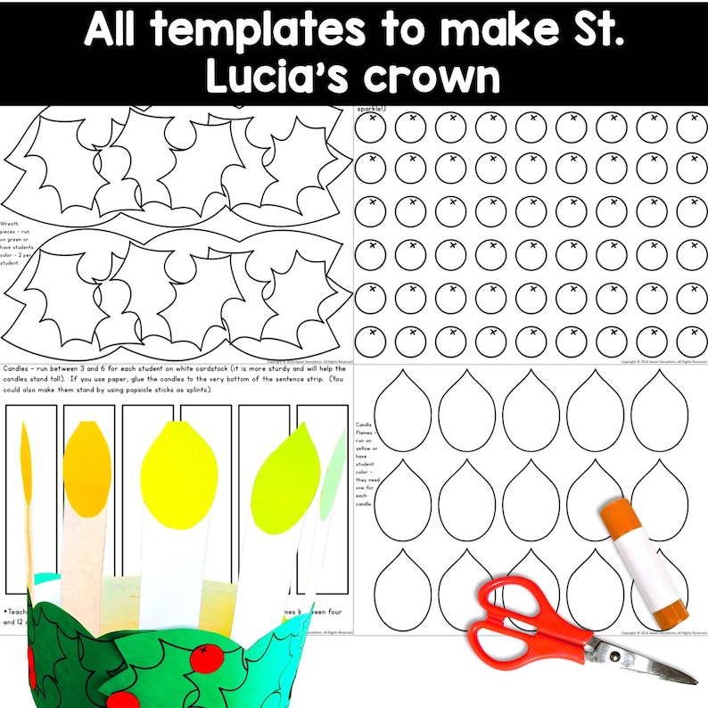 St. Lucia Crown Digital Printable Template St Lucia Day Swedish ...