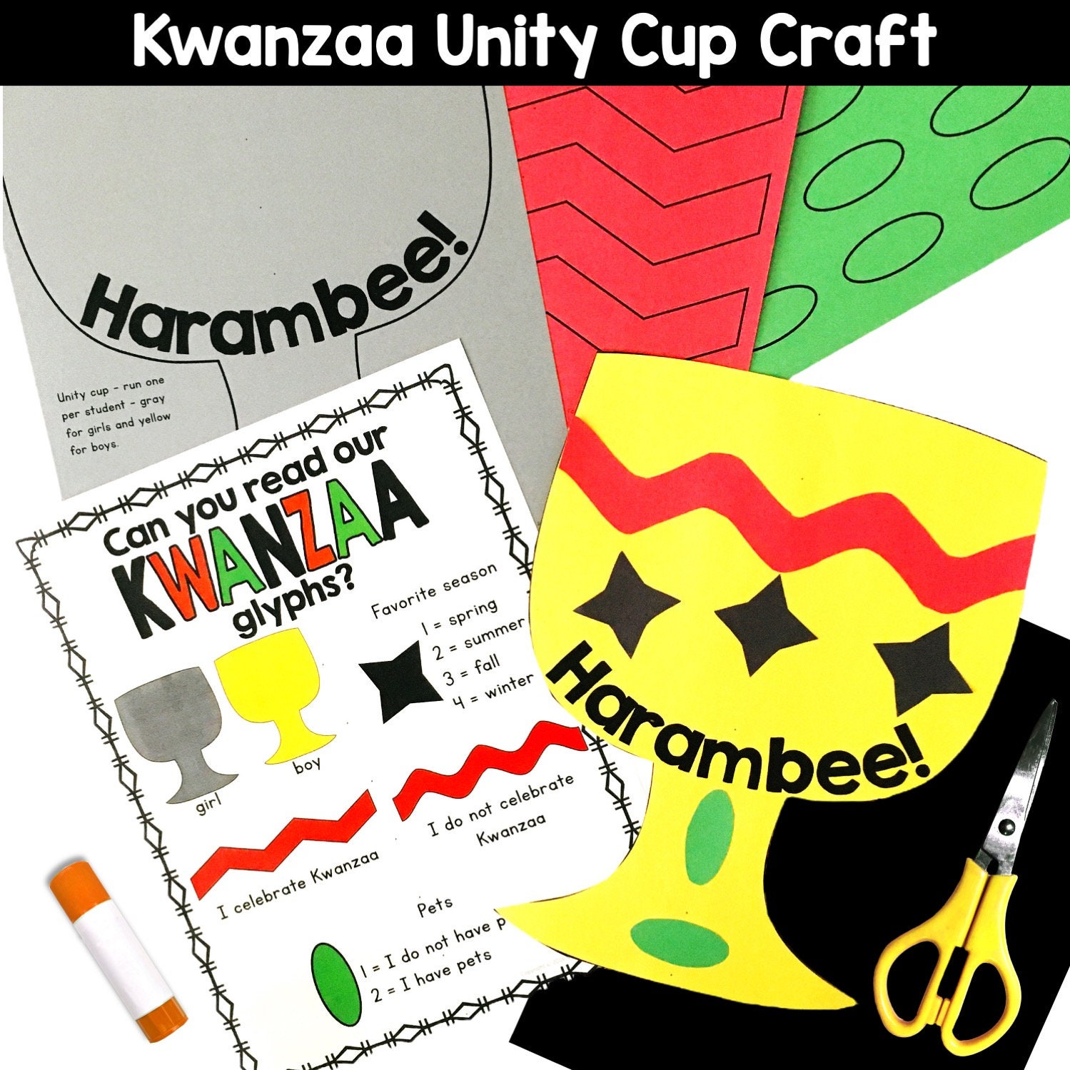 Kwanzaa Craft Umoja or Unity Cup for Children Paper Templates - Etsy