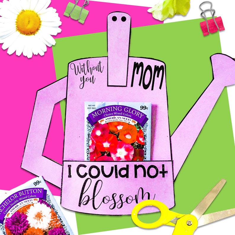 Mother’s Day Craft Mothers Day Card Flower Activities Watering Can Seed ...