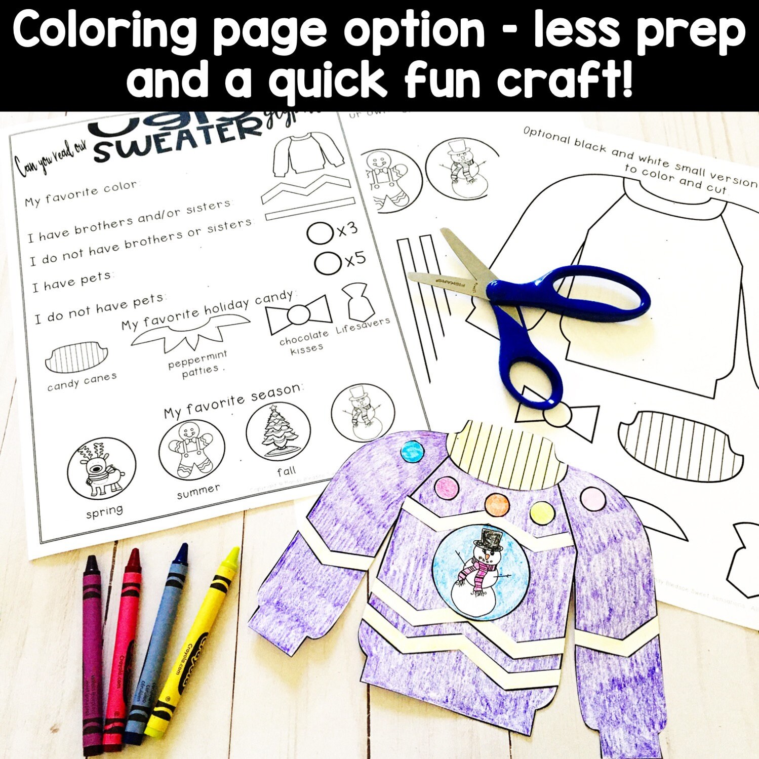 Ugly Christmas Sweater Craft Template Instant Download | Ugly Xmas ...