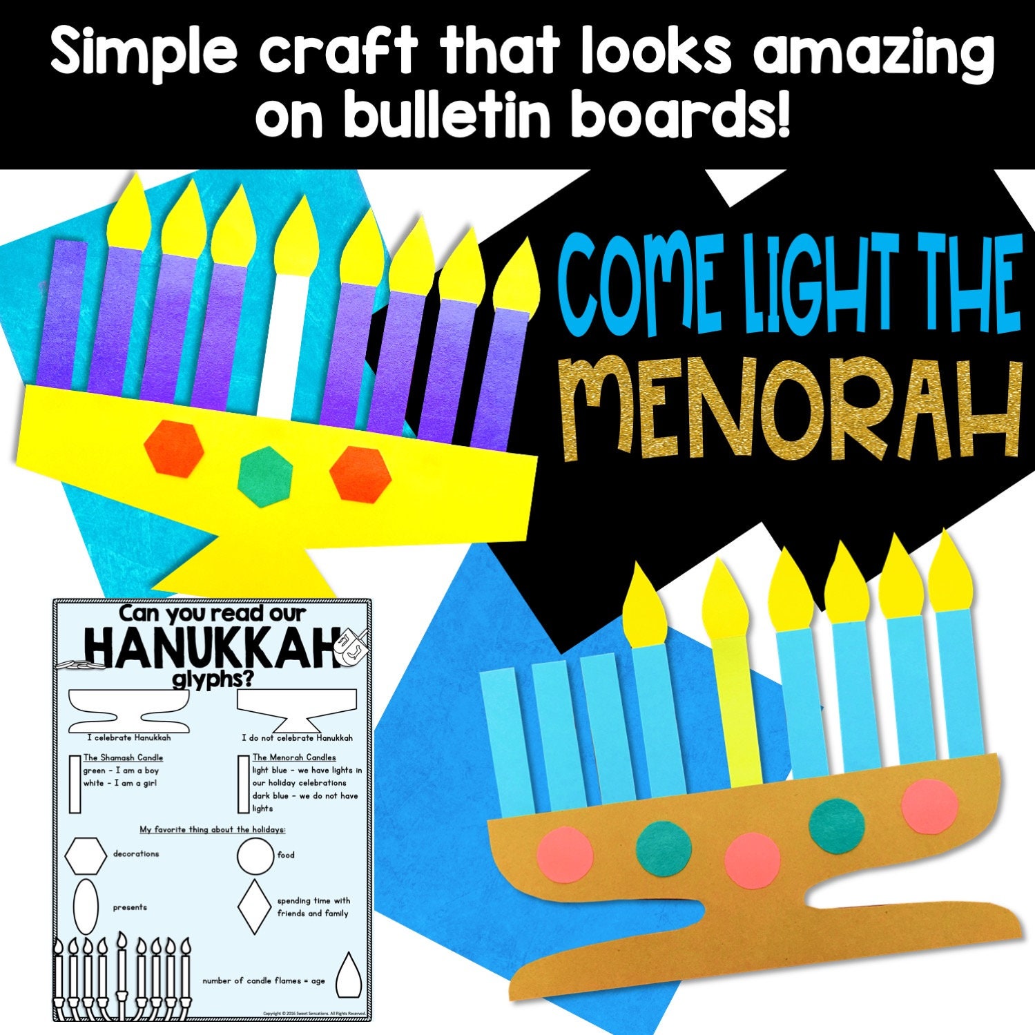 Hanukkah Menorah Craft Printable Template - Etsy