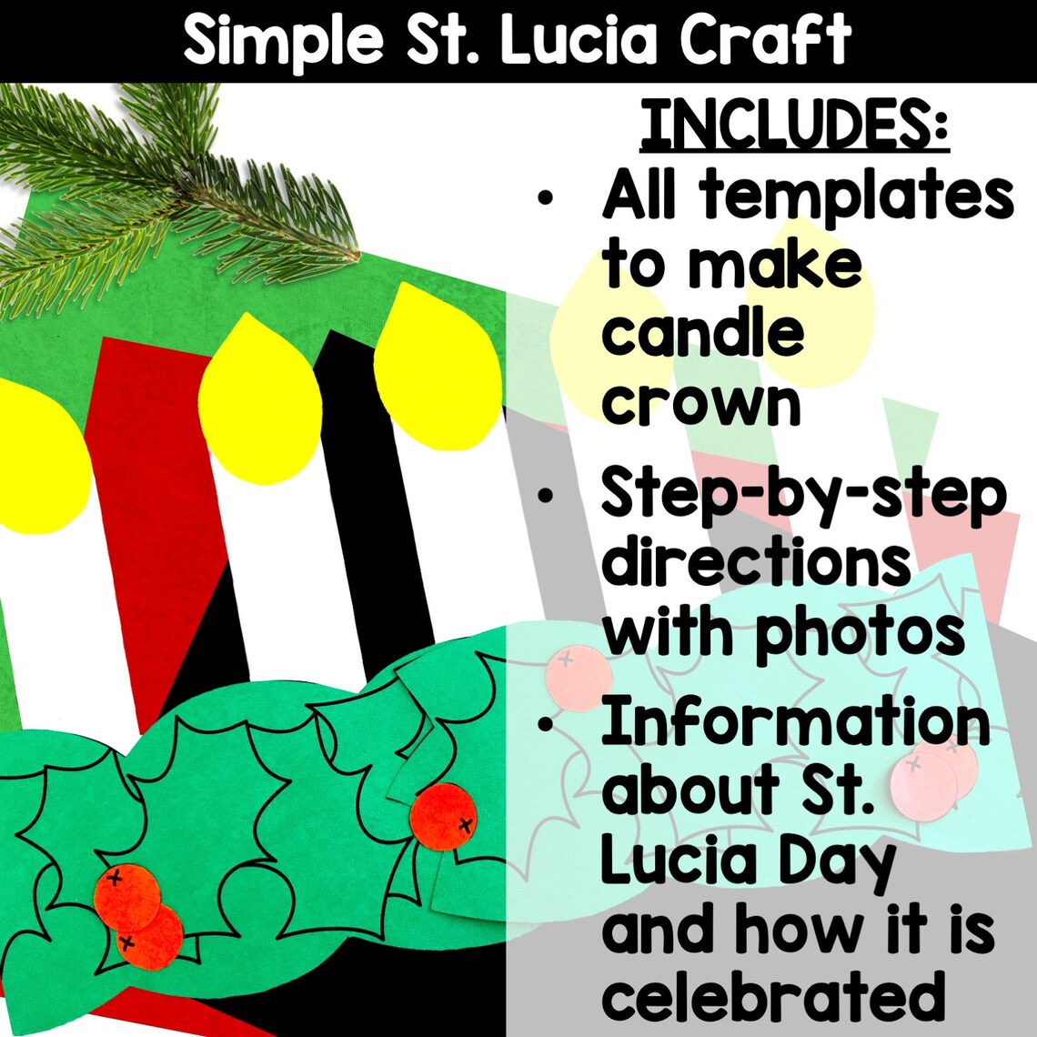 St. Lucia Crown Digital Printable Template St Lucia Day Swedish ...